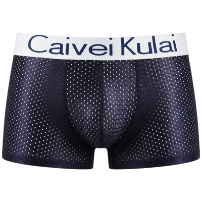 CaiveiKulai男士内裤男春夏冰丝速干透气网孔无侧缝平角四角裤头