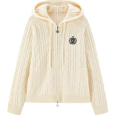 【商场同款】乐町连帽宽松线开衫冬新款针织毛衣外套C2EDE4311