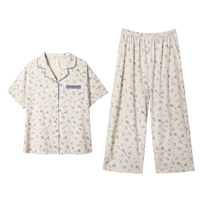 安之伴【巨凉感】睡衣女夏季2026年新款碎花纯棉套装七分裤家居服