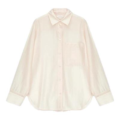 CONCISE-WHITE简白简约通勤镂空花边设计长袖衬衣银泰 301257