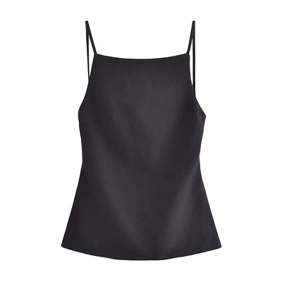 Solid color flat mouth backless sling 纯色平口收腰露背吊带女