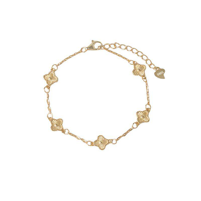 S925银镀金拉丝四叶草五花手链女