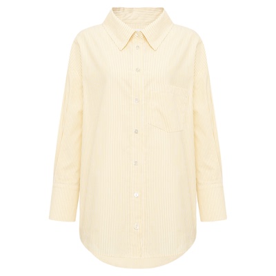 DVF夏日黄白棉质条纹衬衫