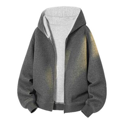 430G重磅拼接开衫连帽卫衣