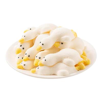 蛋糕装饰摆件躺平鸭造型棉花糖
