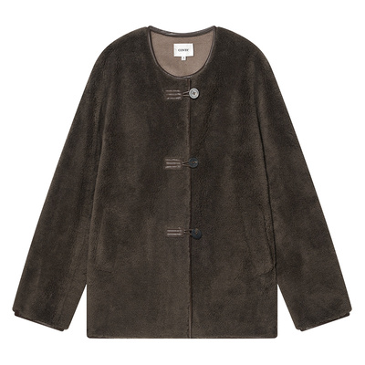 COVERINS羊毛颗粒绒环保皮草外套女冬季仿皮毛一体大衣CC34510280