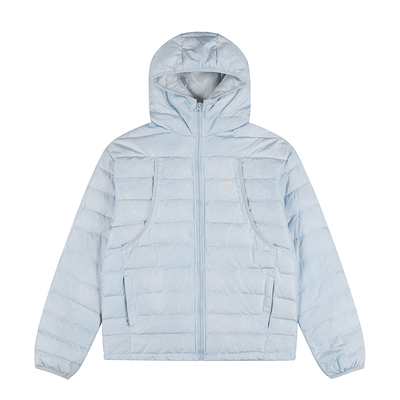 字母刺绣白鸭绒连帽排骨羽绒服