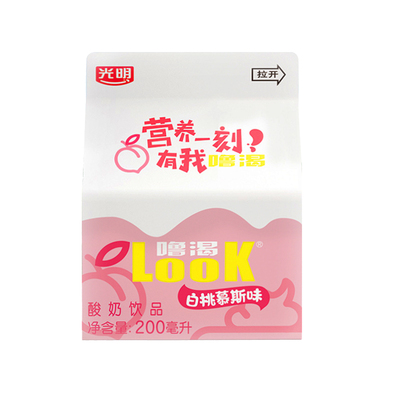 光明官方授权Look噜渴酸奶200ml白桃慕斯味益生菌酸牛奶冷藏饮品