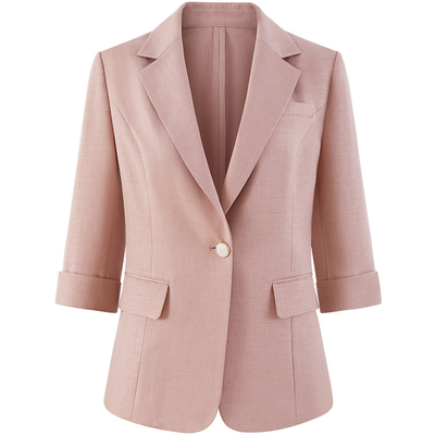 LANDI仿麻肌理感七分袖西服外套