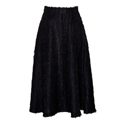 罗衣气质提花流苏高腰大摆半身裙