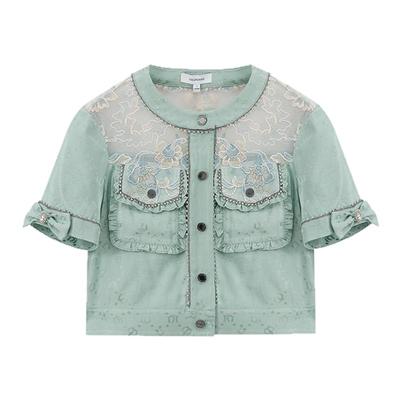 lulualways复古灯笼袖蕾丝外套