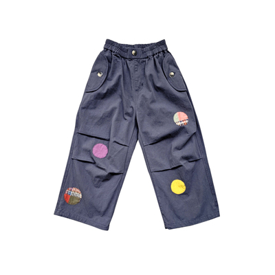 ppapa贴布工装细纹休闲儿童长裤