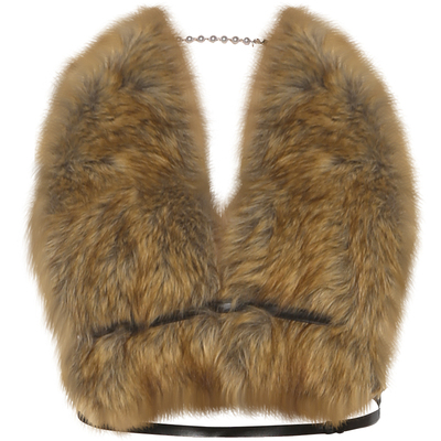 毛茸茸裸背sexy短款无袖背心女秋