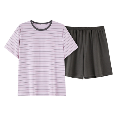 短袖抗菌条纹休闲少女家居服套装