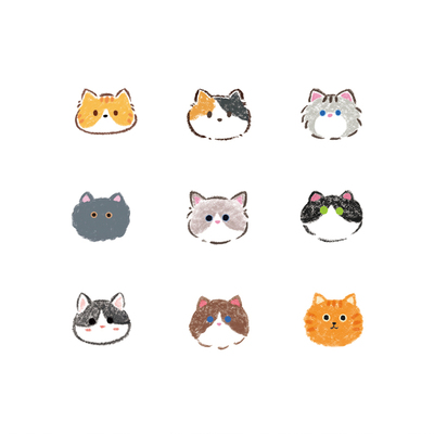 原创手绘猫咪纹身贴满6件打9折