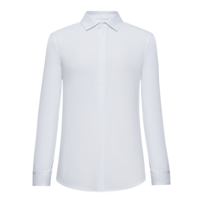 BONI/堡尼新品商务衬衣净色方领桑蚕丝混纺休闲长袖衬衫GS611621A