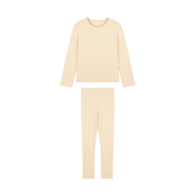 Amybaby女童套装秋季2026新款简约百搭保暖坑条家居服两件套