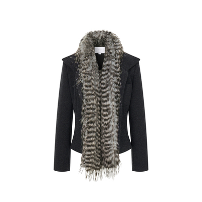 EVISTUB复古羊毛人字纹毛呢外套