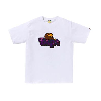 BAPEBABYMILO迷彩字母印花T恤