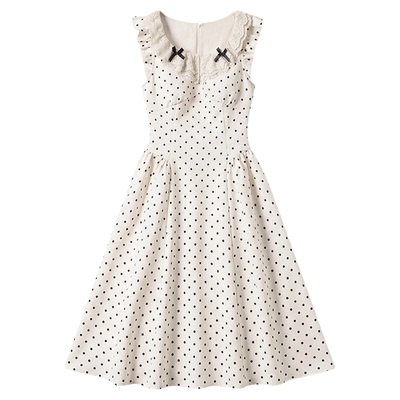 法式千金风miu系波点连衣长裙
