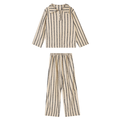 馨帮帮Homedress竖条翻领睡衣