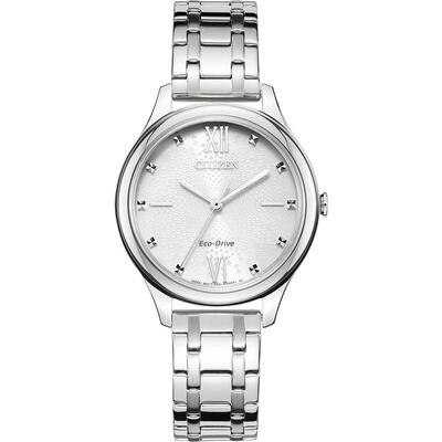 【人气热卖】西铁城时尚简约光动能涟漪纹表盘女表生日礼物EM0500