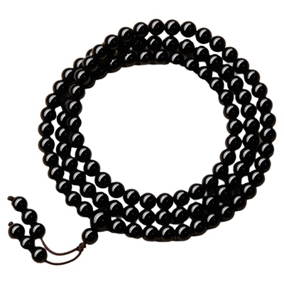 天然黑曜石手串108颗佛珠手链