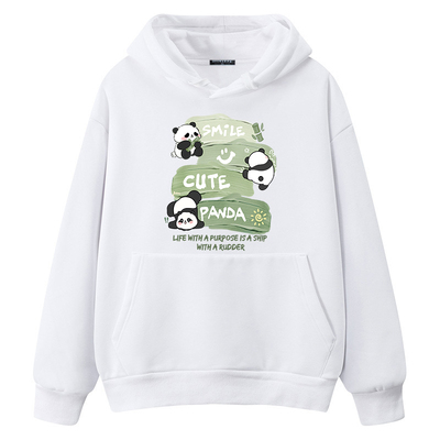 国潮熊猫复古印花连帽卫衣男女2026新款春秋简约字母男装长袖外