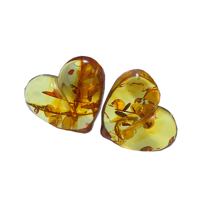 天然花珀屁桃随形吊坠雕刻琥珀石