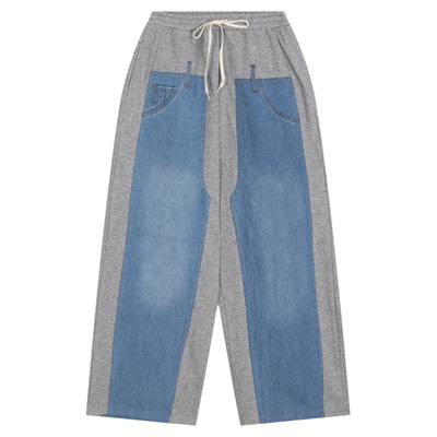 niko and ...休闲裤女2026春季新款松弛牛仔嘻哈拼接长裤496199