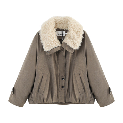 XMOOM毛毛大翻领夹克式短羽绒服