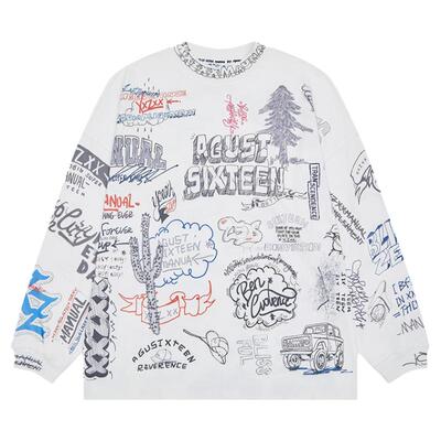 XXZXX潮牌原创手绘长袖T恤男女