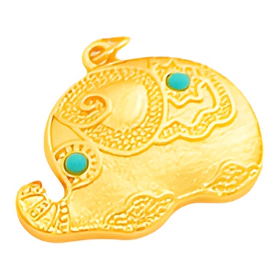 24K沙金镶锆葫芦如意纹吉象吊坠