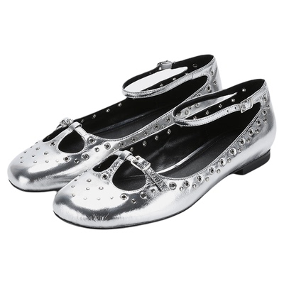 ODTD春夏新款钉珠低跟娃娃鞋