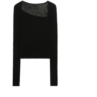 HER SENSES/何识时装系列水溶修身显瘦羊毛斜领罗纹针织套衫WPO48