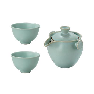 青澹墨雅汝窑旅行茶具套装快客杯