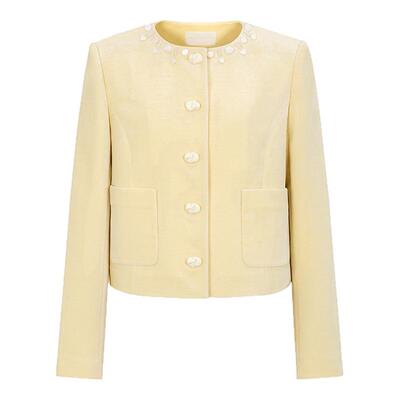 Three Quarters 女士复古手缝宝石小香风短外套银泰百货 301355