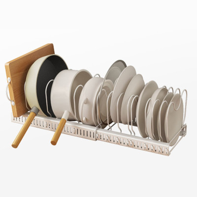 可伸缩碗碟置物架厨房橱柜锅盖架