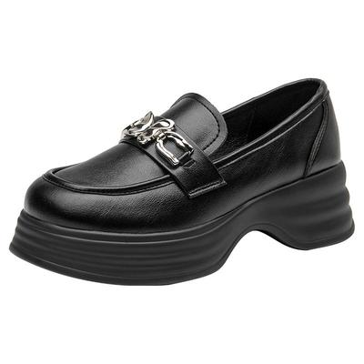 乐福鞋时尚休闲简约粗跟高跟套脚