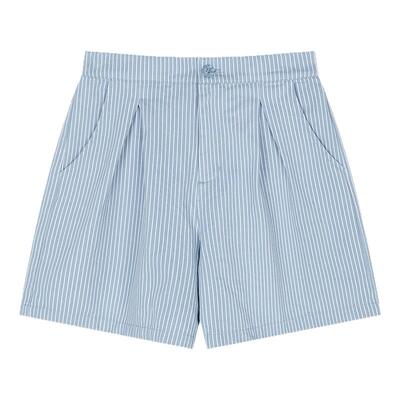 MOUSSY 春季新品随性经典竖条纹休闲裤捏褶短裤028ISZ30-0291