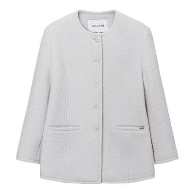 loeuvre郑丽媛同款圆领毛呢外套