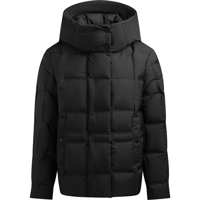 暇步士鹅绒方形格连帽羽绒服