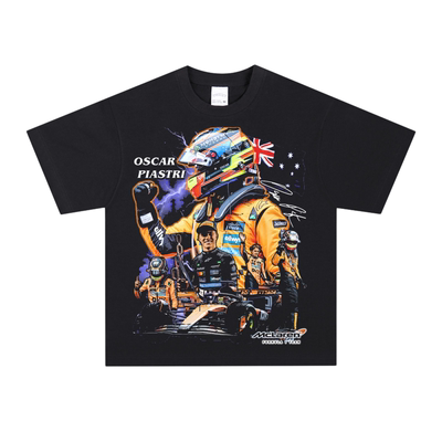 Oscar Piastri 皮亚斯特里F1美式小领口做旧复古纯棉长短袖卫衣潮
