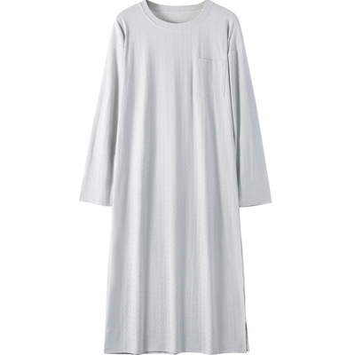 A类纯棉男睡裙裸睡长款家居睡袍