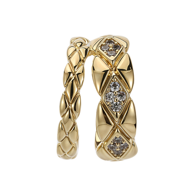 闪钻菱格纹双圈耳环女2025超火新款爆款高级感轻奢金属耳钉耳圈圈