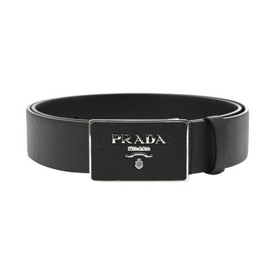 【自营】Prada/普拉达男士商务休闲钉扣斜纹牛皮革腰带皮带