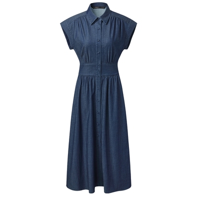 歌莉娅夏季新款凉感牛仔连衣裙女