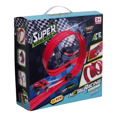 外贸红蓝软轨拼装赛车轨道玩具