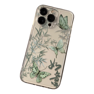 iPhone17苹果13中国风透明OPPORENO16软VIVOS50PROMINI红米NOTE15手机壳小众12ProMax如意蝴蝶书法适用14PLUS