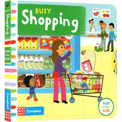 英文原版Busy Book系列shopping繁忙的超市Fire Station/zoo/Supermarket公园Park机场Airport宝宝启蒙认知手指机关推拉书绘本